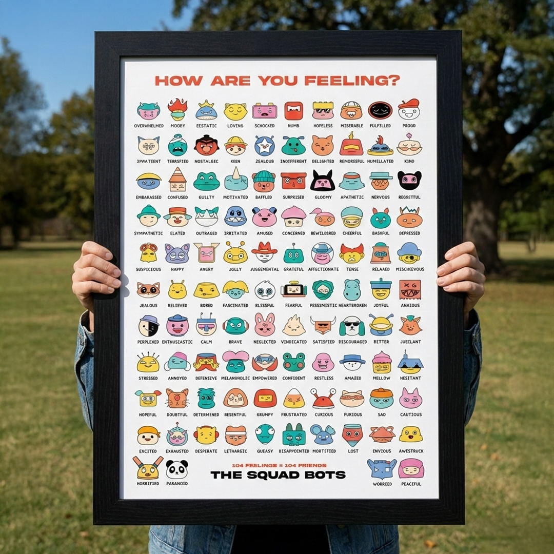 How Are You Feeling Poster? 104 Emotions = 104 Friends – The Squad Bots